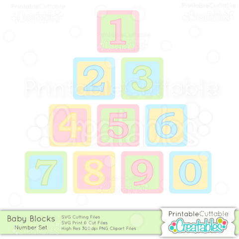 Baby Blocks Number Set - SVG Cut Files & Clipart