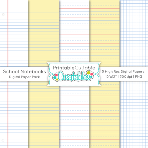 School Notebook Free Digital Paper Pack