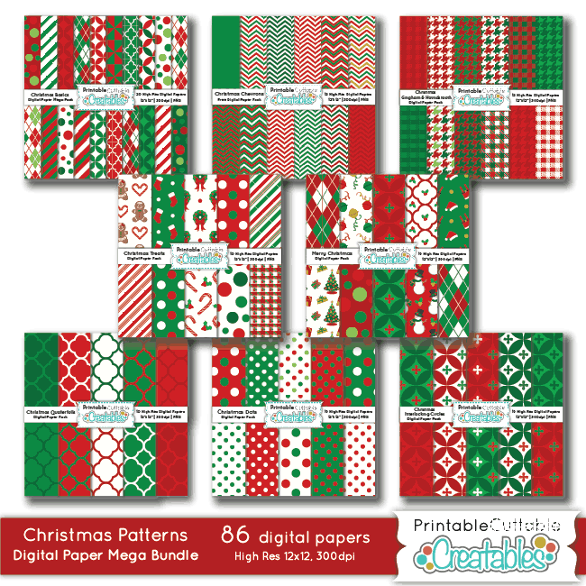 Christmas Patterns Digital Paper Mega Bundle