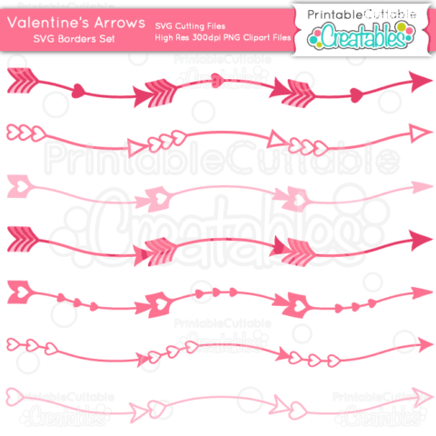 Valentine Arrows Borders Set SVG Cutting Files & Clipart