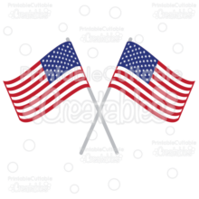 Crossed American Flags SVG Cut Files & Clipart