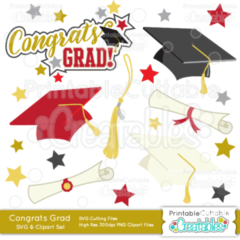 Congrats Grad Graduation SVG Cut Files & Clipart Set