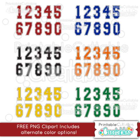 Varsity Numbers FREE SVG Cut Files & Clipart Set
