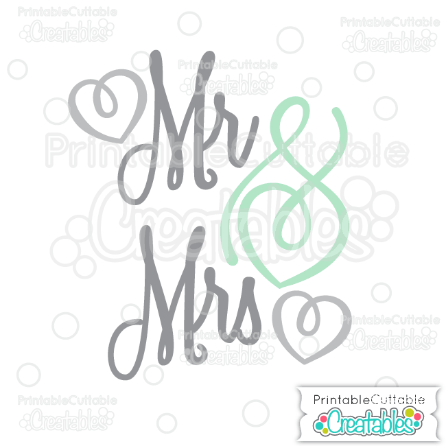 Mr & Mrs Scrapbook Title SVG Cut File for Silhouette Cameo, Cricut