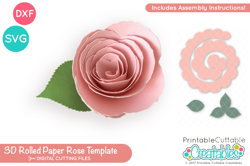 3D Rolled Paper Rose SVG Cut File for Cricut + Instructions