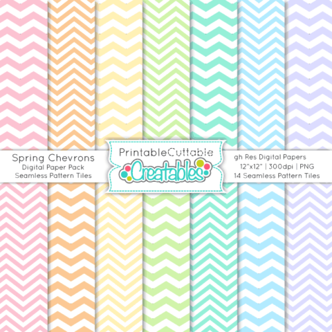 Spring Chevron Seamless Patterns & Digital Paper Pack - Scrapbooking ...