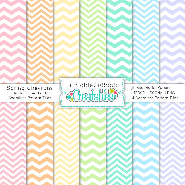 Spring Chevron Seamless Patterns & Digital Paper Pack - Scrapbooking ...