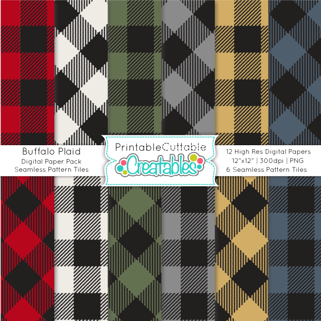 Buffalo Plaid Digital Paper Pack & Seamless Patterns - Scrapbooking