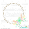 Feather Wreath Monogram Frame SVG File for Silhouette