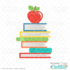 Stacked Books with Apple SVG File for Cricut & Silhouette
