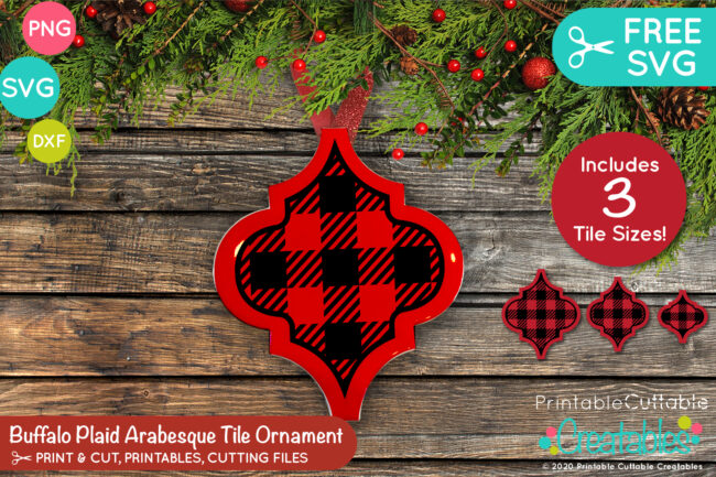 Buffalo Plaid Arabesque Tile Ornament FREE SVG File