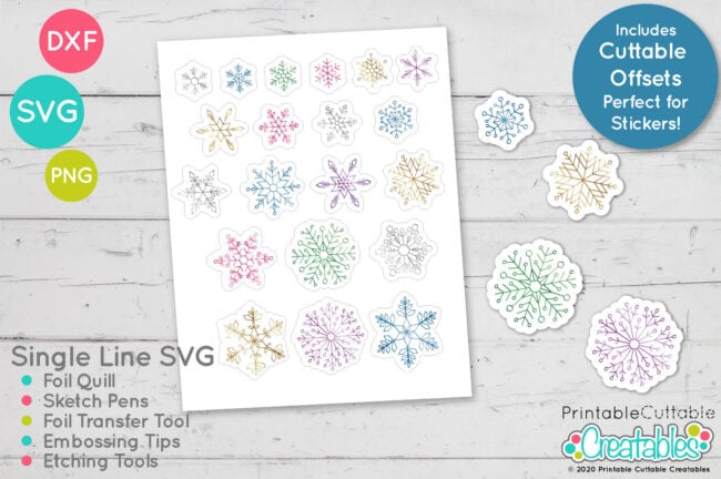 Single Line Snowflakes SVG for Foil Quill, Cricut Cut File