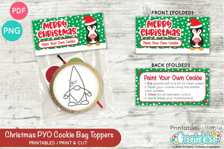 Printable Christmas Paint Your Own Cookie Bag Toppers