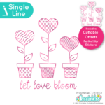 Single Line SVG Heart Love Bloom for Foil Quill, Sketch Pens
