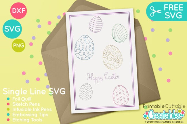 Patterned Easter Eggs Free Single Line SVG Files Foil Quill