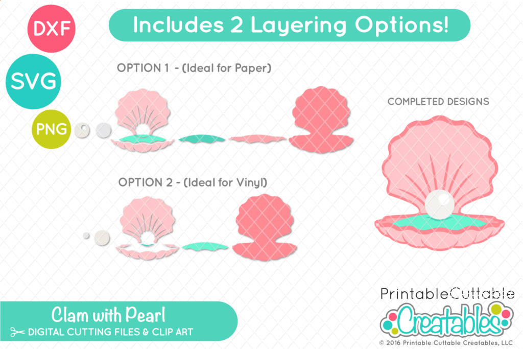 Clam with Pearl SVG Cut File & Clipart for Cricut