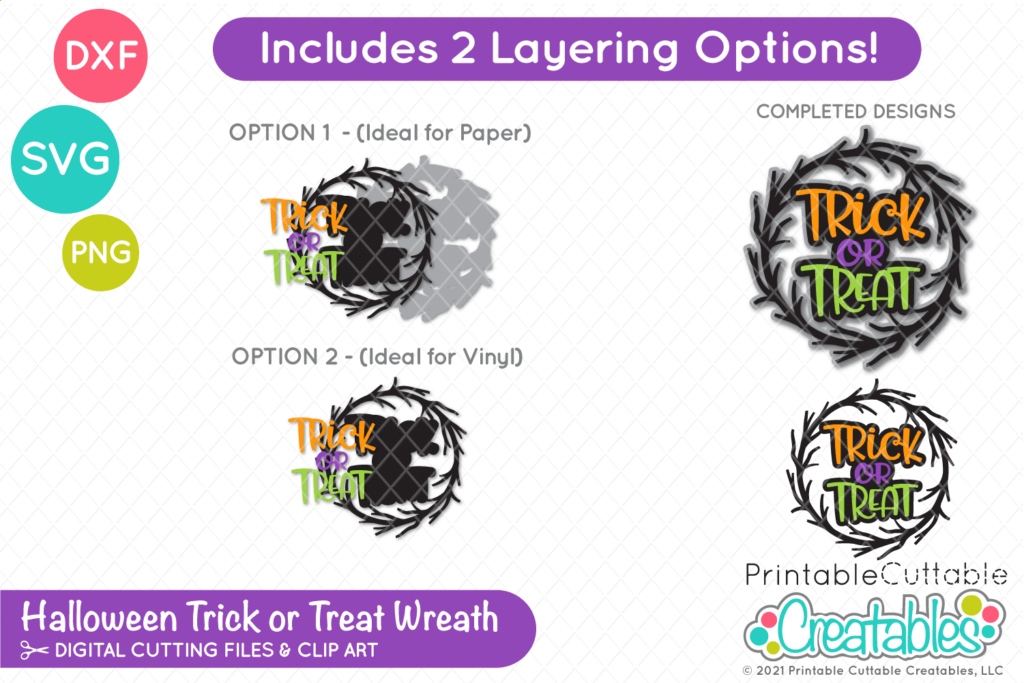 Halloween Trick or Treat Wreath SVG File for Cricut