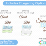 Sweet Baby Boy Title SVG Cut Files Clipart for Cricut