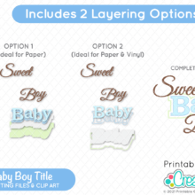 Sweet Baby Boy Title SVG Cut Files Clipart for Cricut