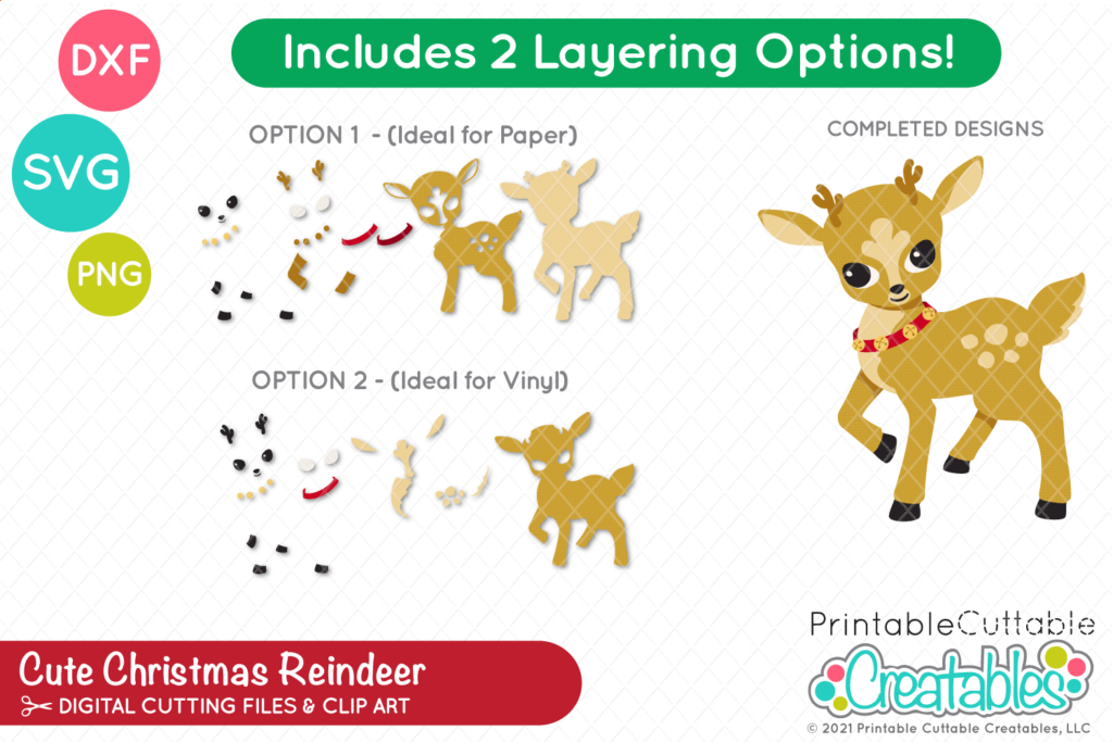 Cute Christmas Reindeer SVG Cutting Files & Clipart