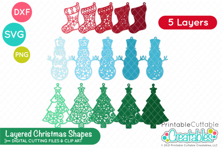 Layered Christmas Free SVG Cut File Set for Cricut