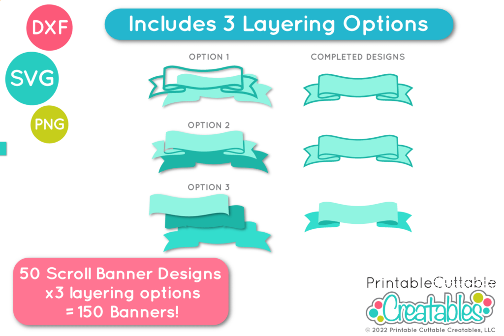 50 Ribbon Scroll Banners SVG File Bundle for Cricut