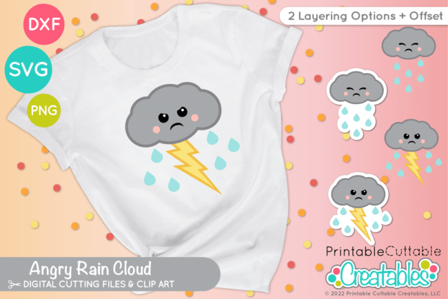 Angry Rain Cloud SVG Cutting File for Cricut and Silhouette