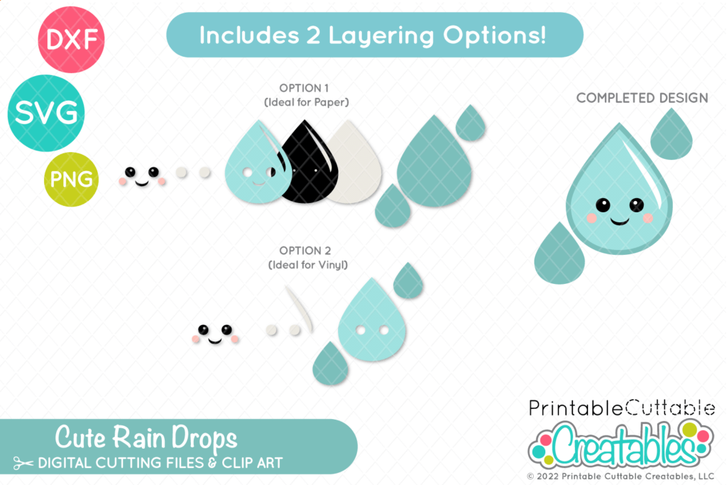 Cute Raindrops SVG File for Cricut and Silhouette