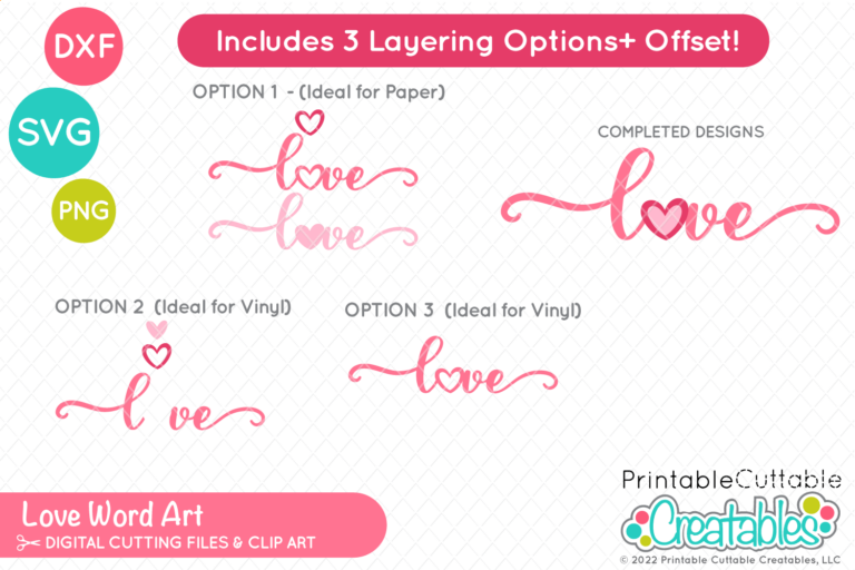 Love Free SVG File for Cricut and Silhouette Cameo