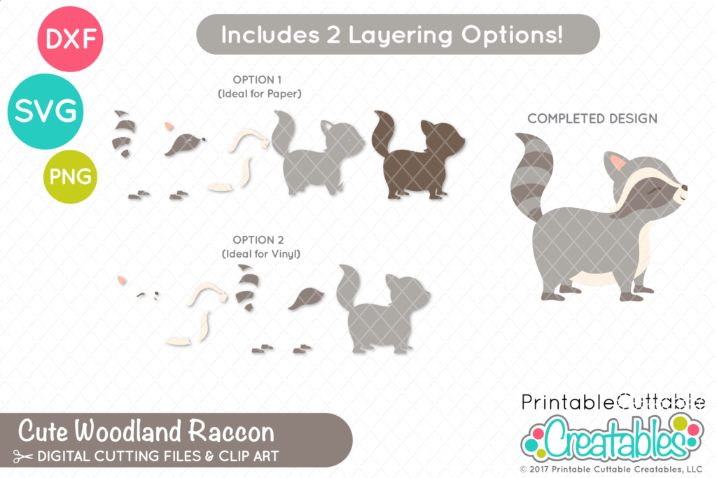 Cute Woodland Raccoon Cuttable SVG File & Clipart for Cricut