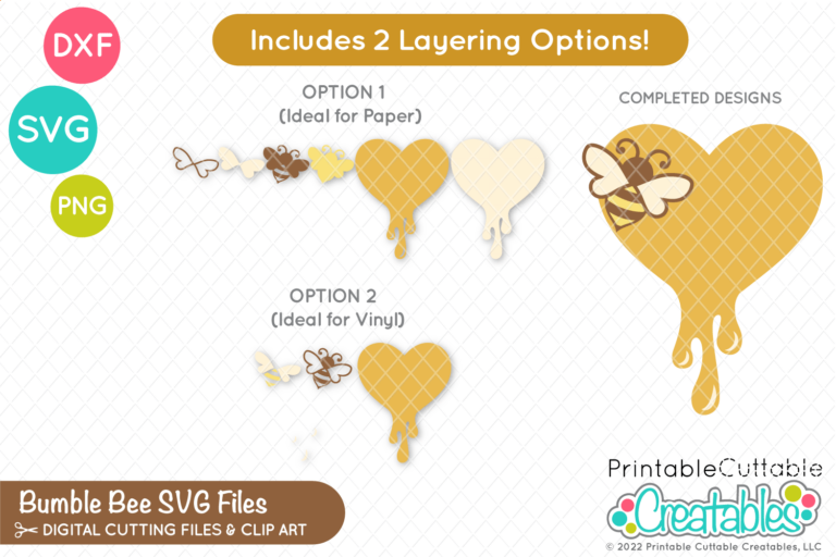 Honey Bee Heart SVG File for Cricut and Silhouette