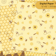 Busy Bee Digital Paper Pack and Seamless Patterns