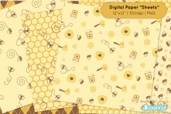 Busy Bee Digital Paper Pack and Seamless Patterns