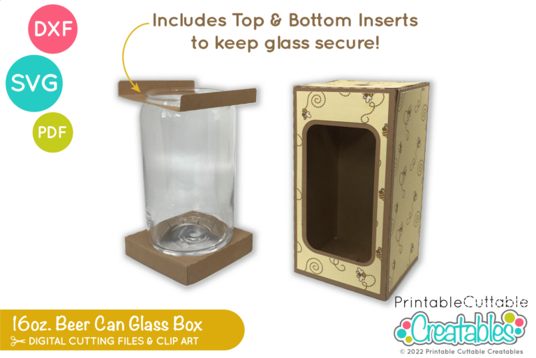 16oz Beer Can Glass Box SVG File for Cricut & Silhouette