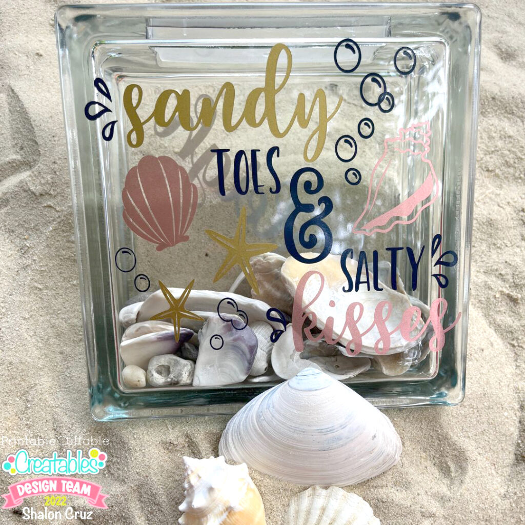 Seashell Keepsake Glass Block