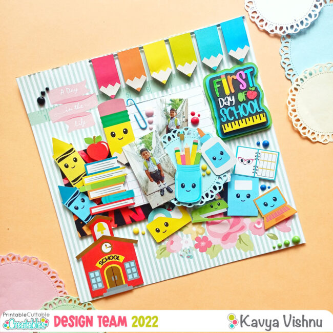 Cute First Day of School Scrapbook Page