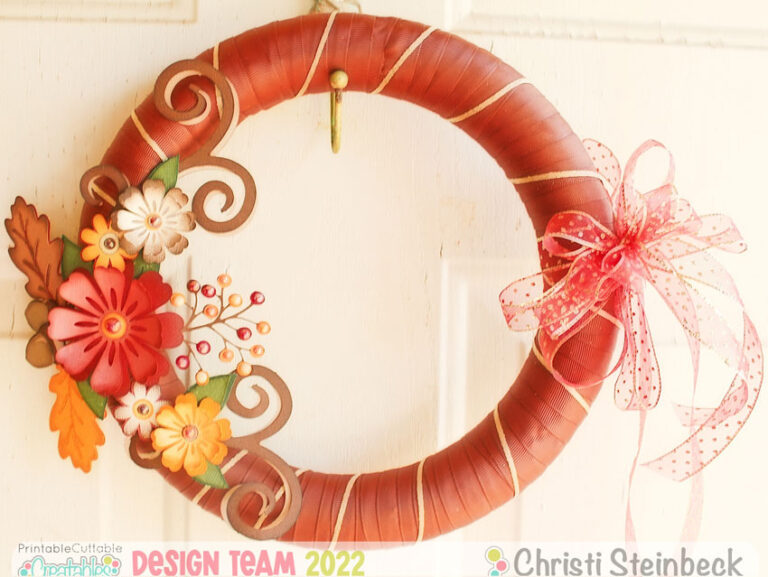 Fall Flower Wreath DIY Home Decor Idea - cardstock craft