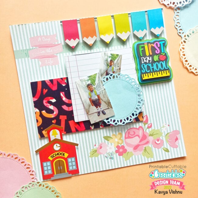 Cute First Day of School Scrapbook Page