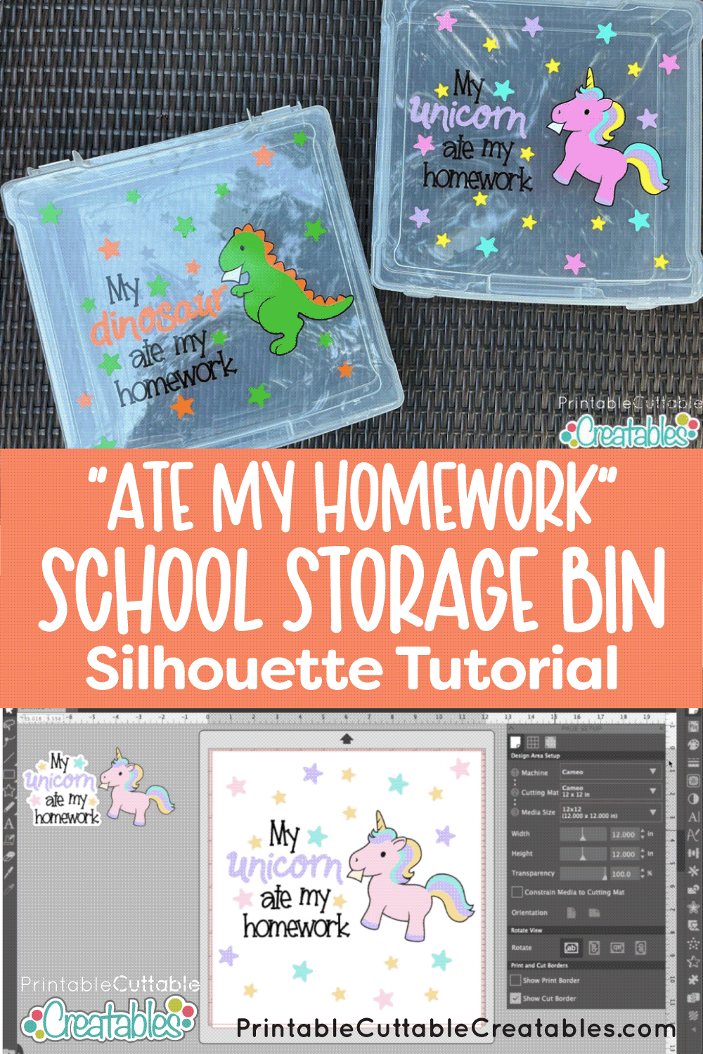 Homework Storage Bin - How to Layer Multi-Color Vinyl Decals