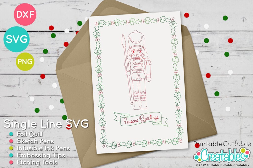 Christmas Nutcracker Single Line SVG File - Foil Quill
