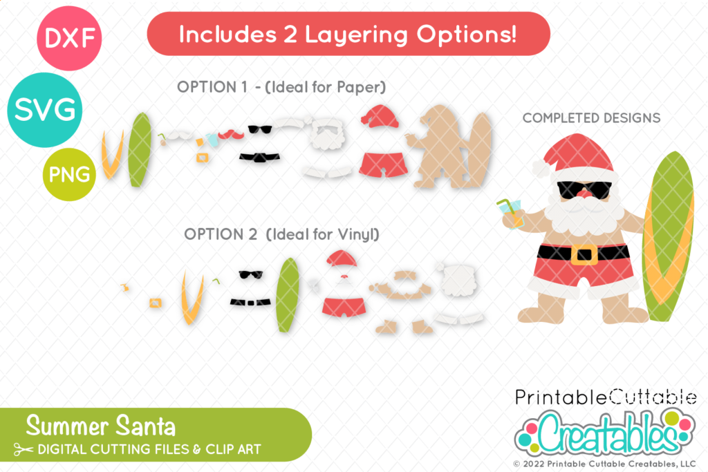 Summer Santa SVG FileFile for Cricut and Silhouette