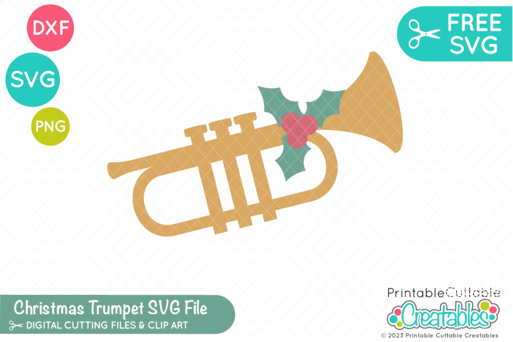 Christmas Trumpet Free SVG File for Cricut and Silhouette