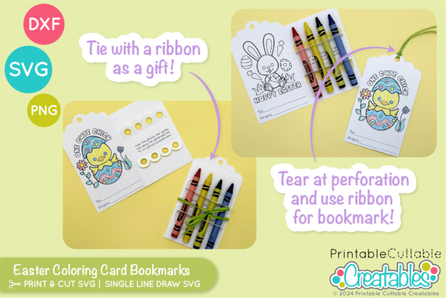 Easter Coloring Card Bookmarks SVG Files for Cricut Joy