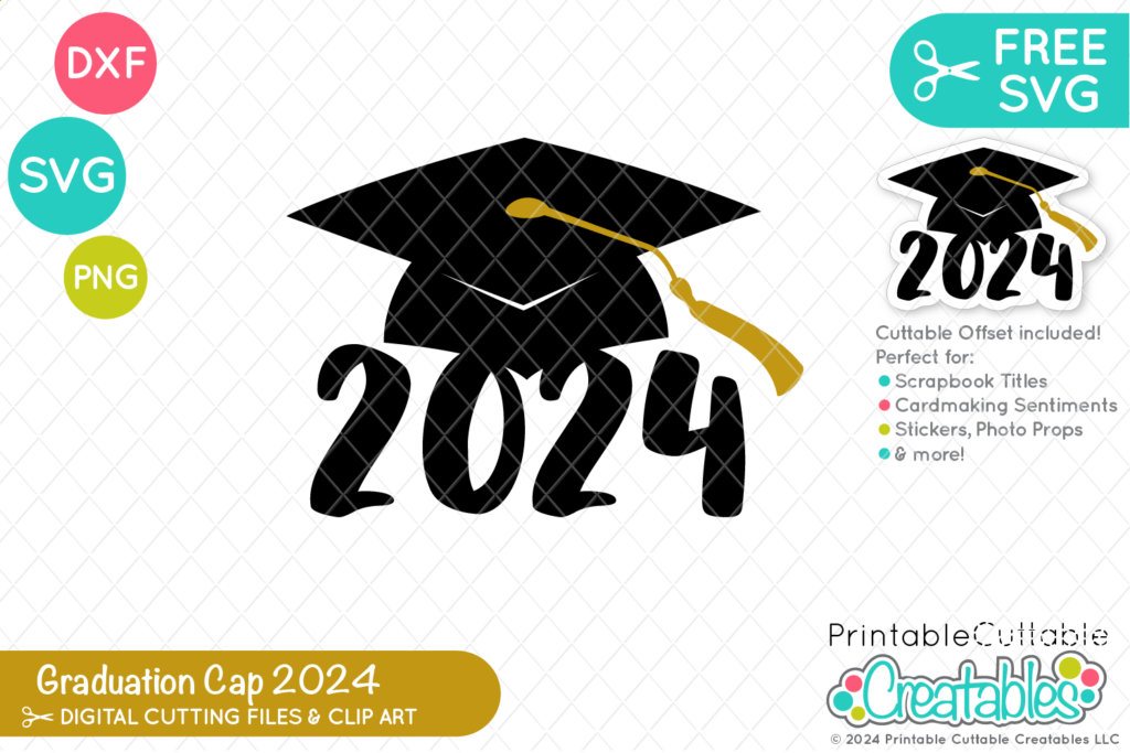 Grad Cap 2024 Free SVG Cut File for Cricut & Silhouette