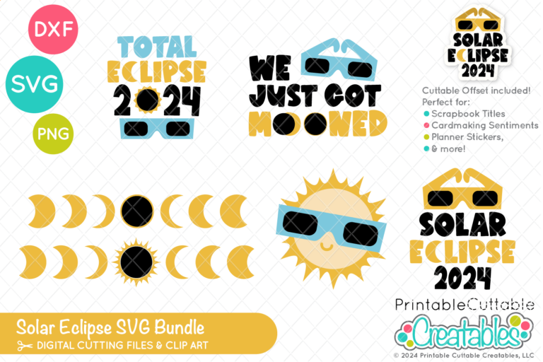 Solar Eclipse SVG Files Bundle for Cricut and Silhouette