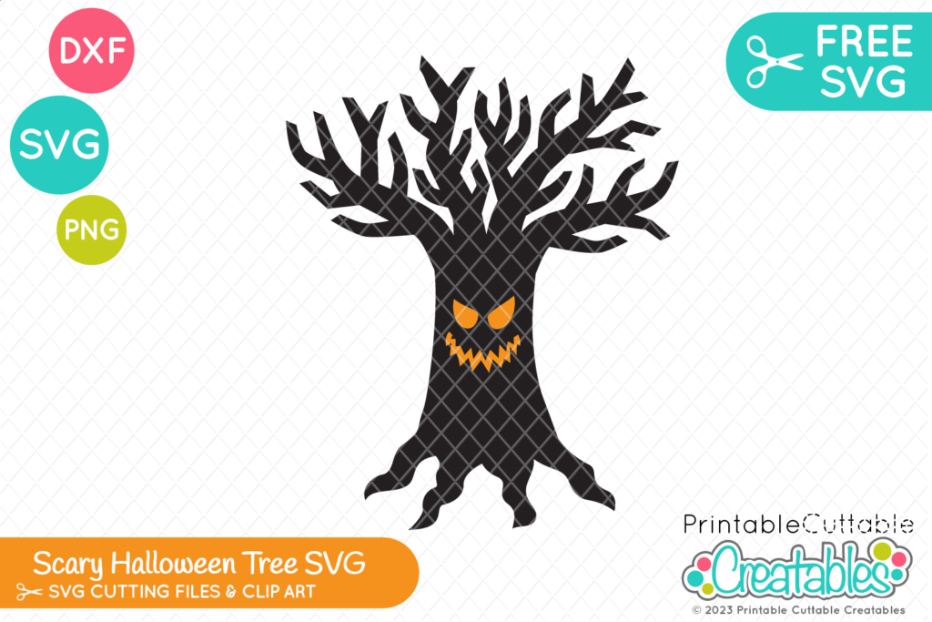 Scary Halloween Tree SVG Free for Cricut and Silhouette