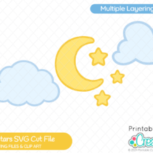 Moon and Stars SVG File for Cricut & Silhouette