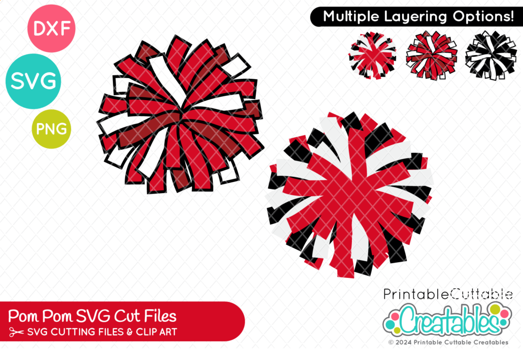 Pom Pom SVG File for Cricut & Silhouette Create Cheer Crafts