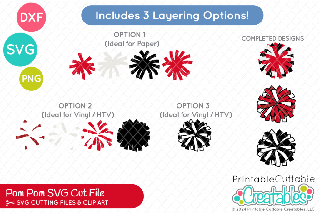 Pom Pom SVG File for Cricut & Silhouette Create Cheer Crafts