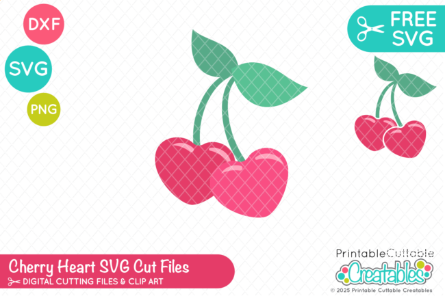 Cherry Heart Free SVG Cut File for Retro Crafts